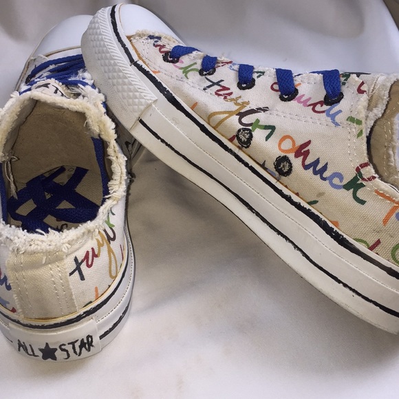 Converse | Shoes | Rare Converse Distressed Graffiti Logo Chucks | Poshmark